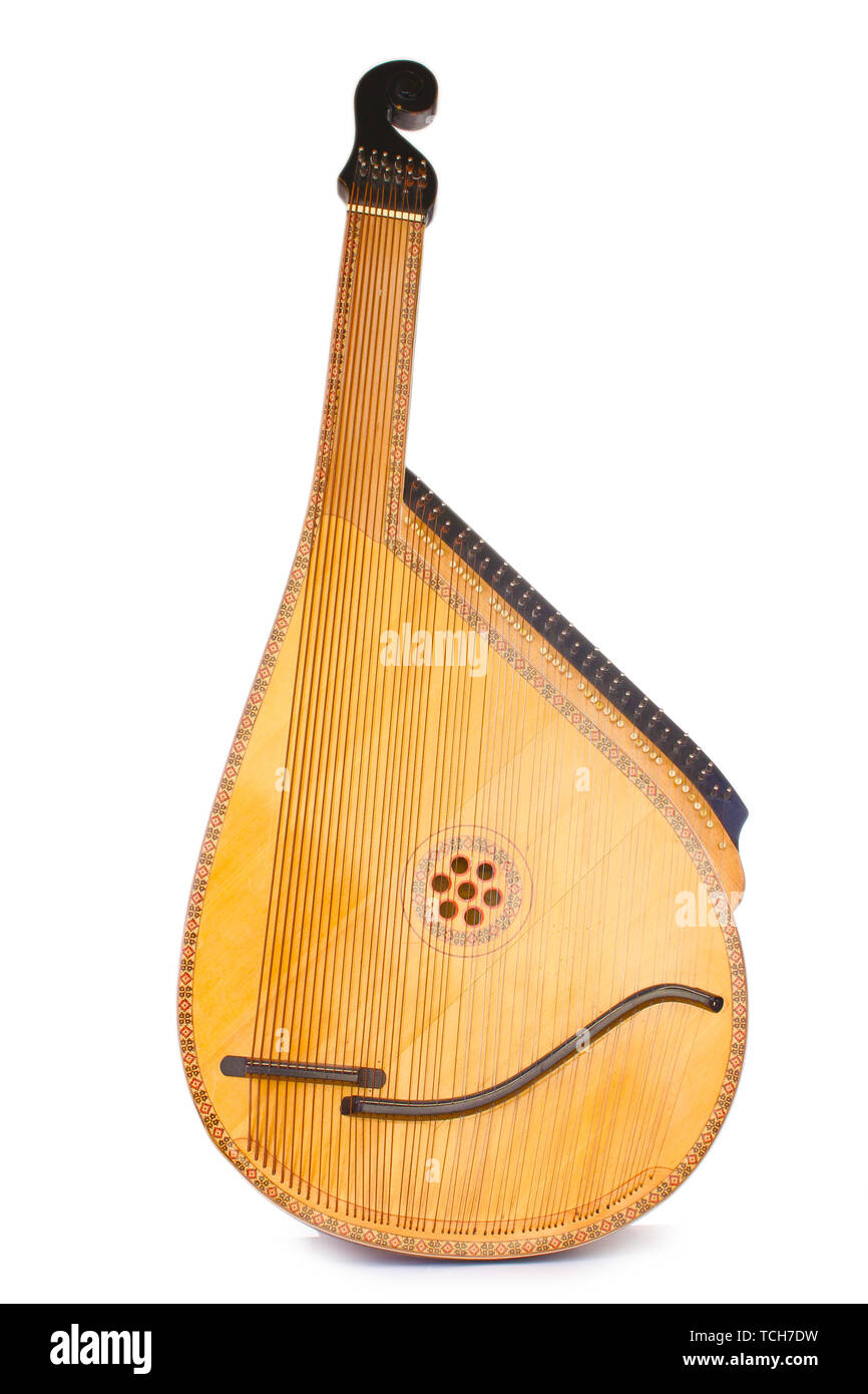 Retro bandura- Ukrainian musical instrument isolated on white Stock ...