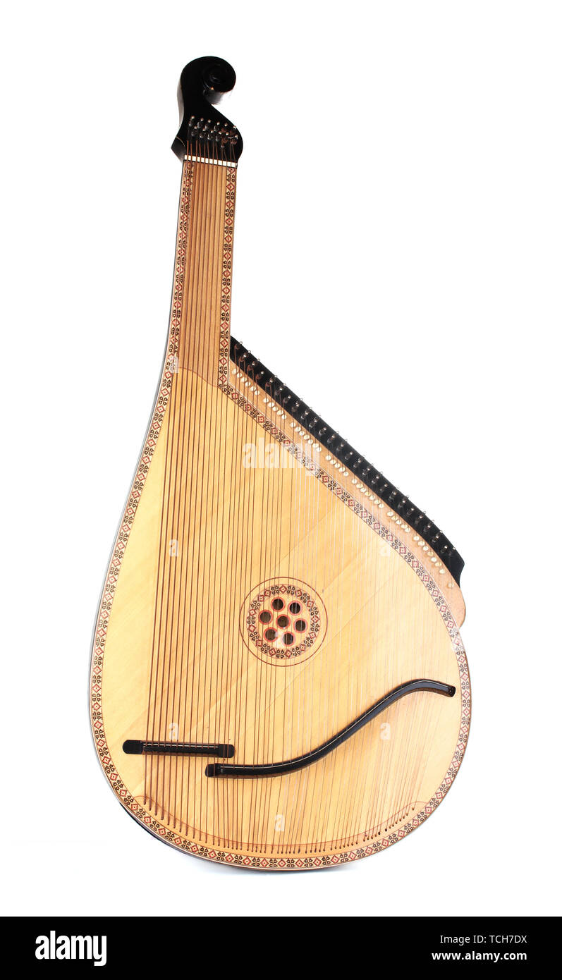 Retro bandura- Ukrainian musical instrument isolated on white Stock ...