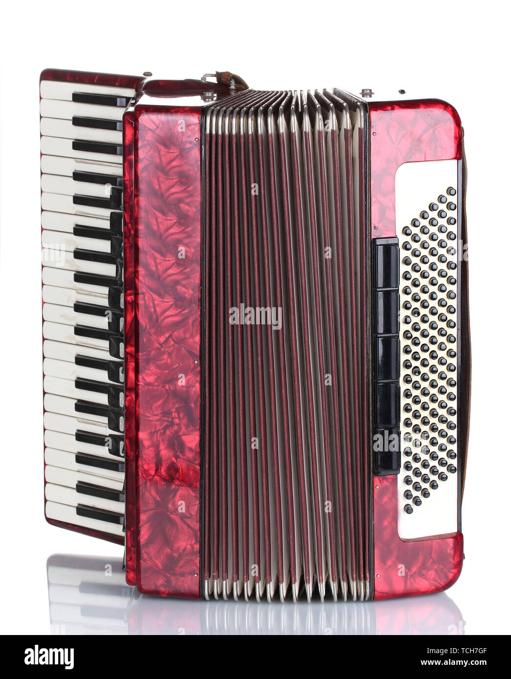Retro accordion isolated on white Stock Photo - Alamy