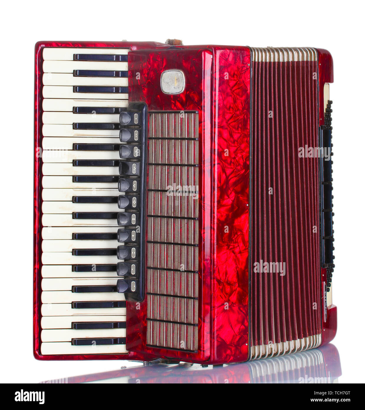 Retro accordion isolated on white Stock Photo - Alamy