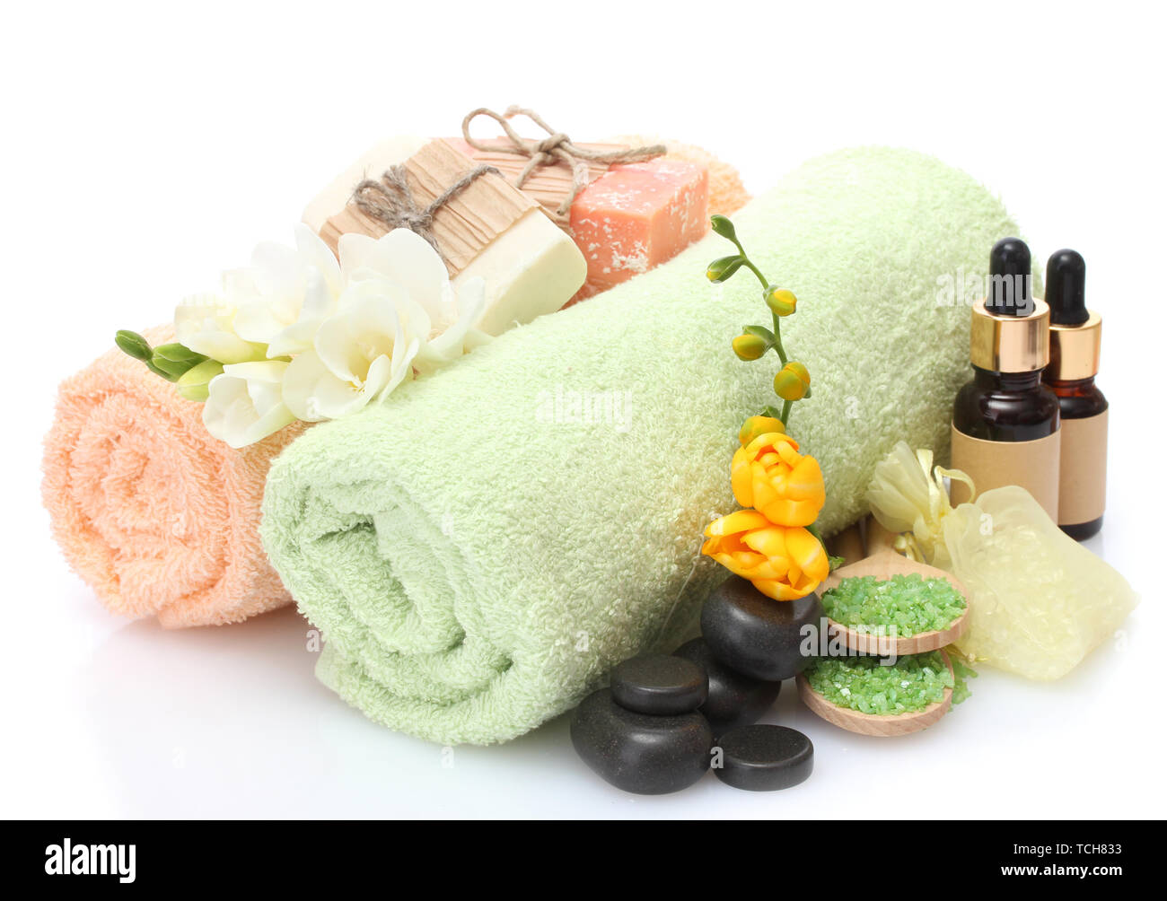 Spa setting isolated on white Stock Photo - Alamy