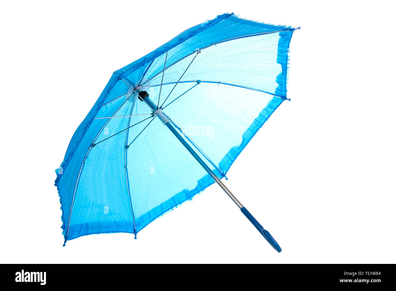 Blue umbrella isolated on white Stock Photo - Alamy