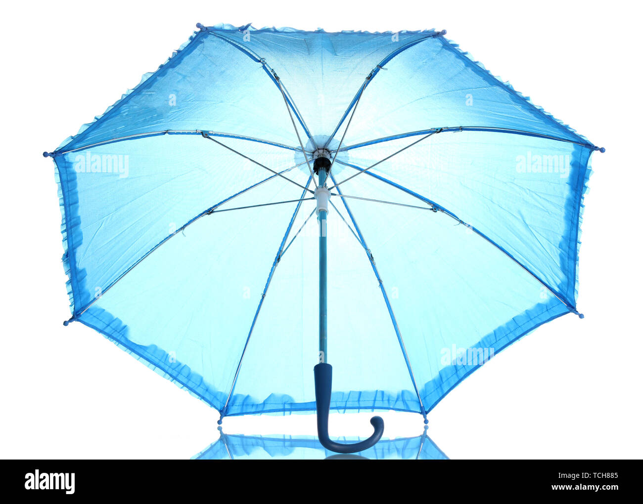Blue umbrella isolated on white Stock Photo - Alamy