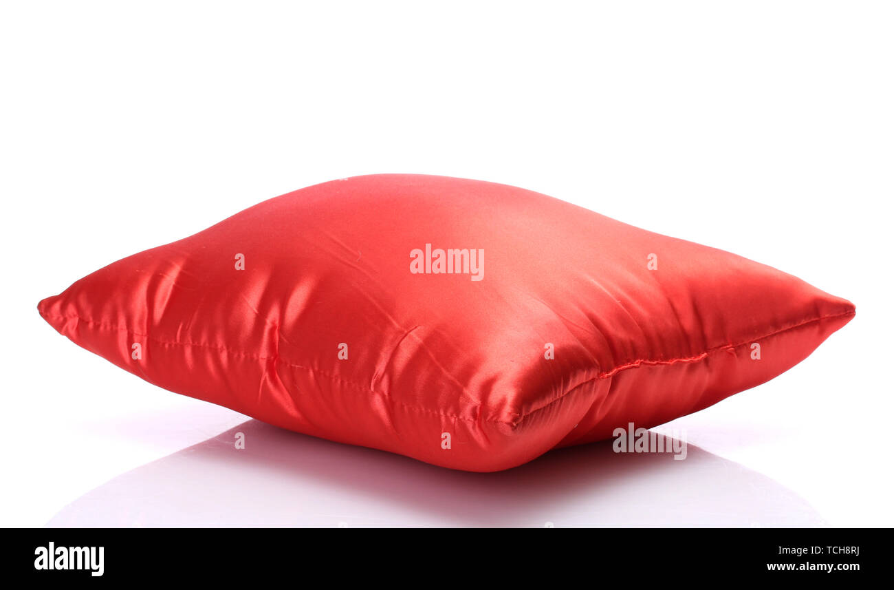 red bright pillow isolated on white Stock Photo - Alamy