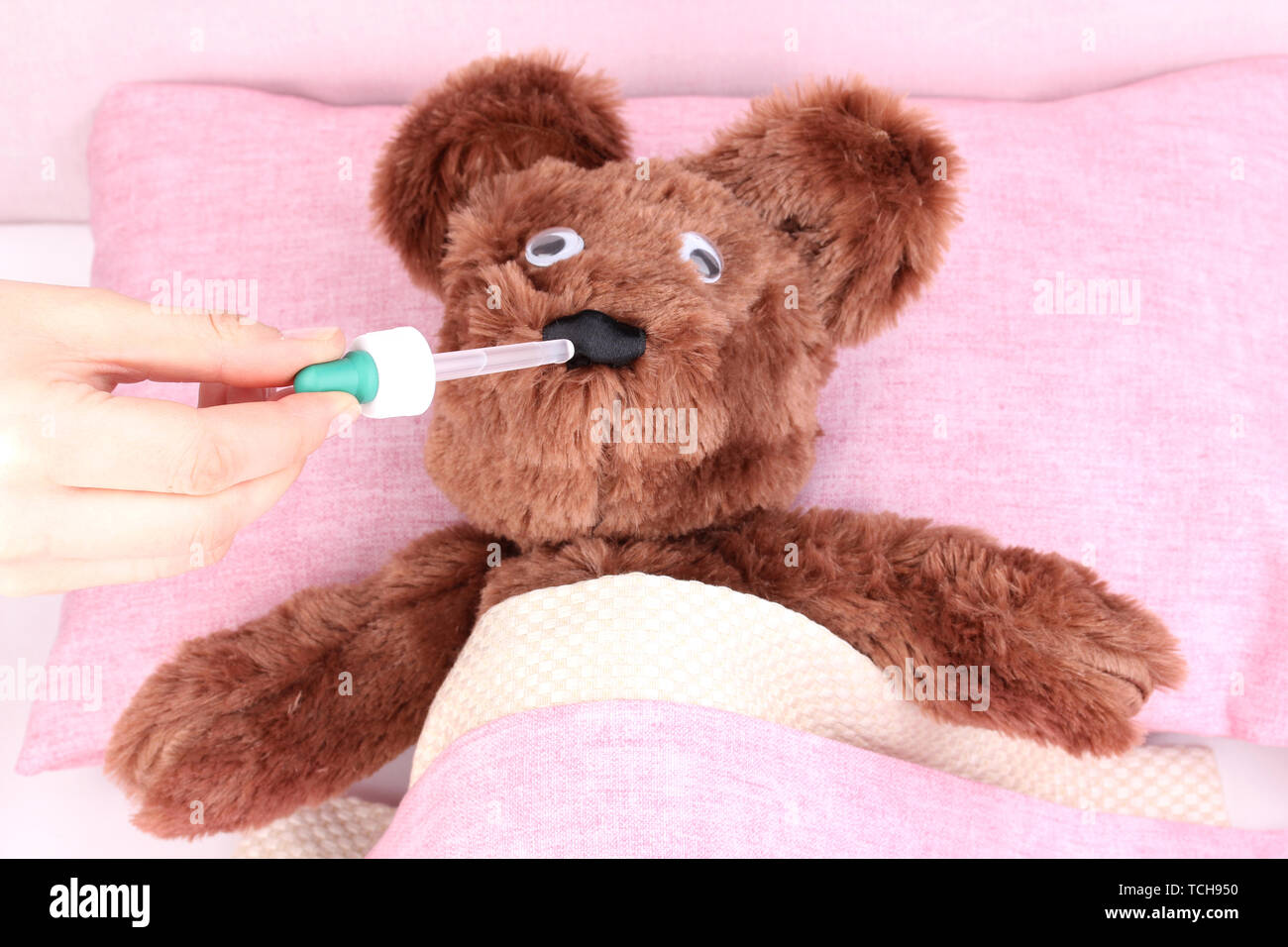 Sick bear in bed Stock Photo - Alamy
