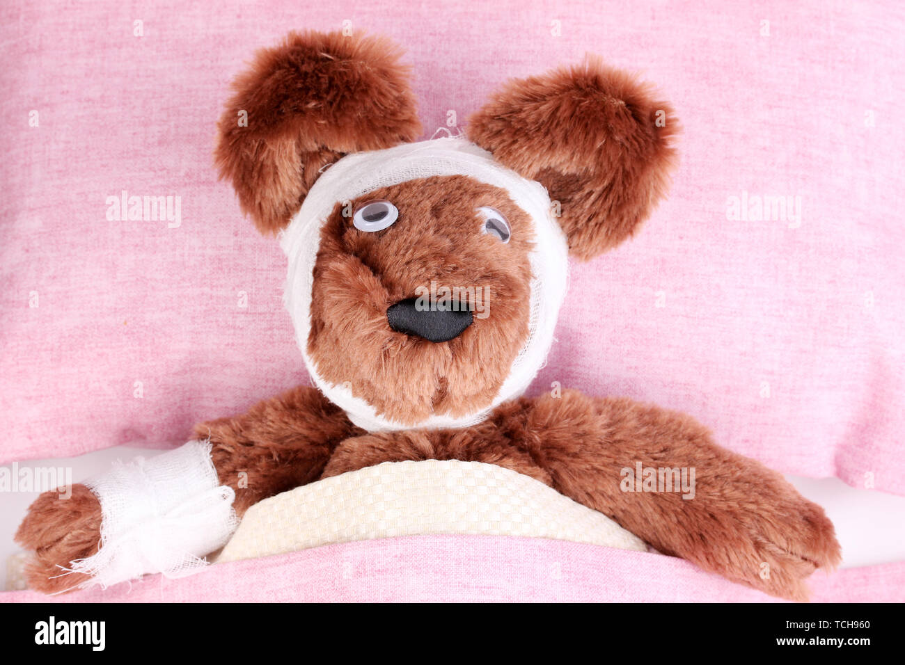 Sick bear in bed Stock Photo - Alamy