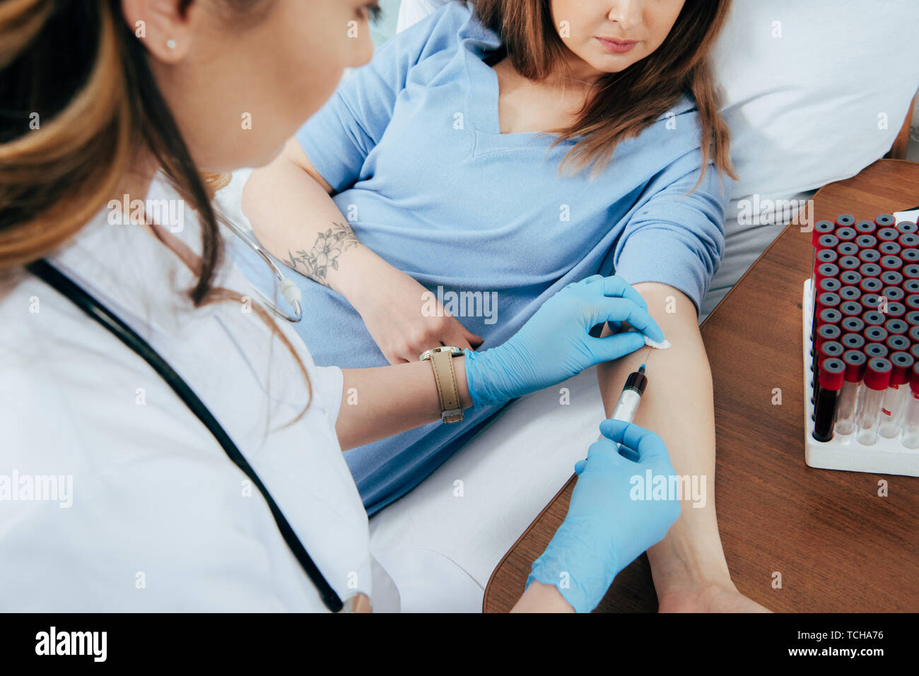 Blood samples tubes syringe hi-res stock photography and images - Alamy