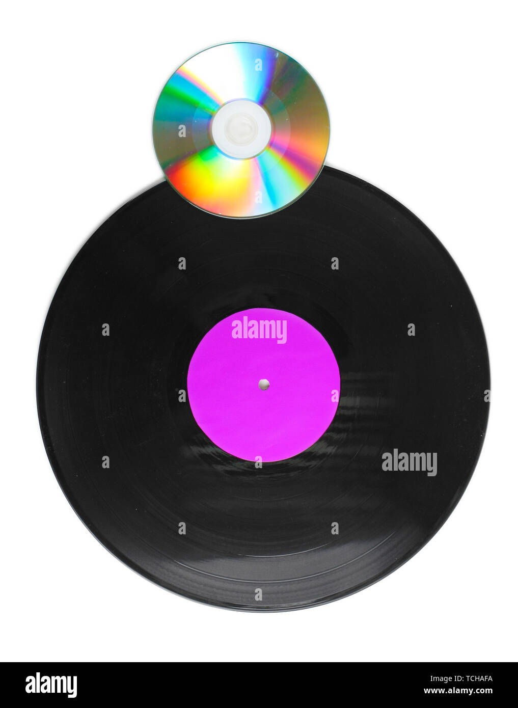 Black vinyl record and CD disk isolated on white Stock Photo - Alamy
