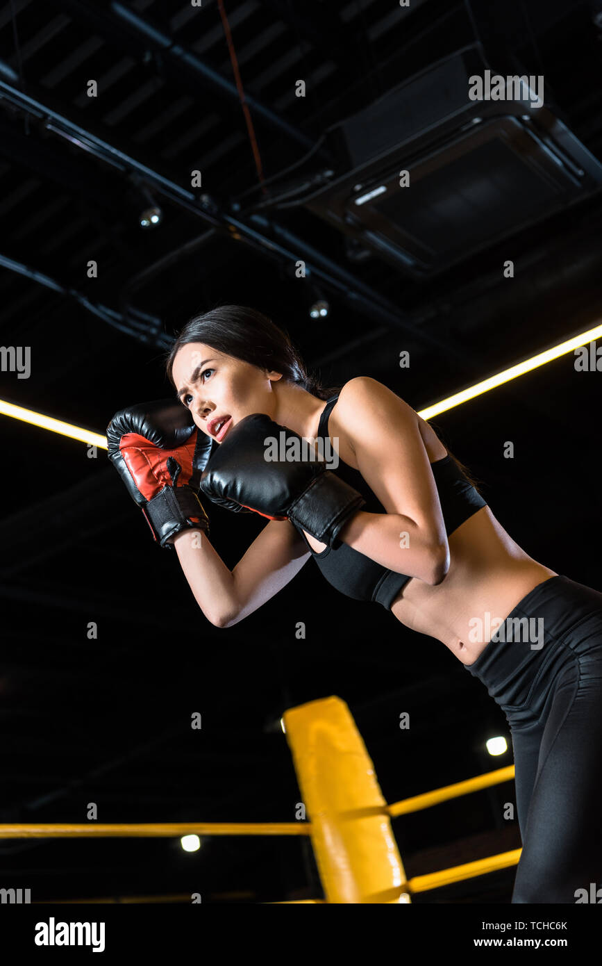 Serious sportswoman boxing gloves hi-res stock photography and images ...