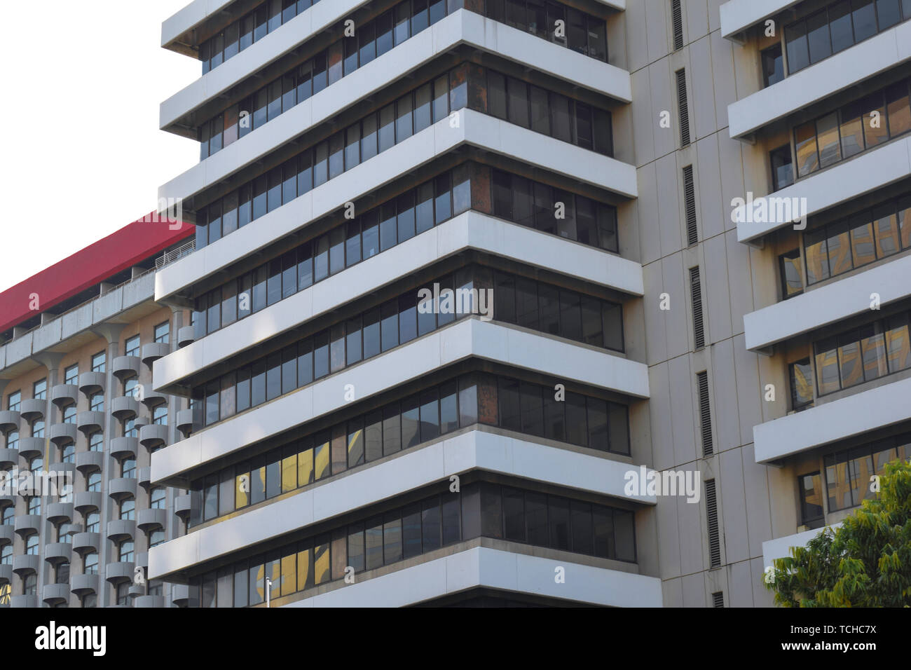 modern glass and steel office buildings low angle view at Jakarta ...