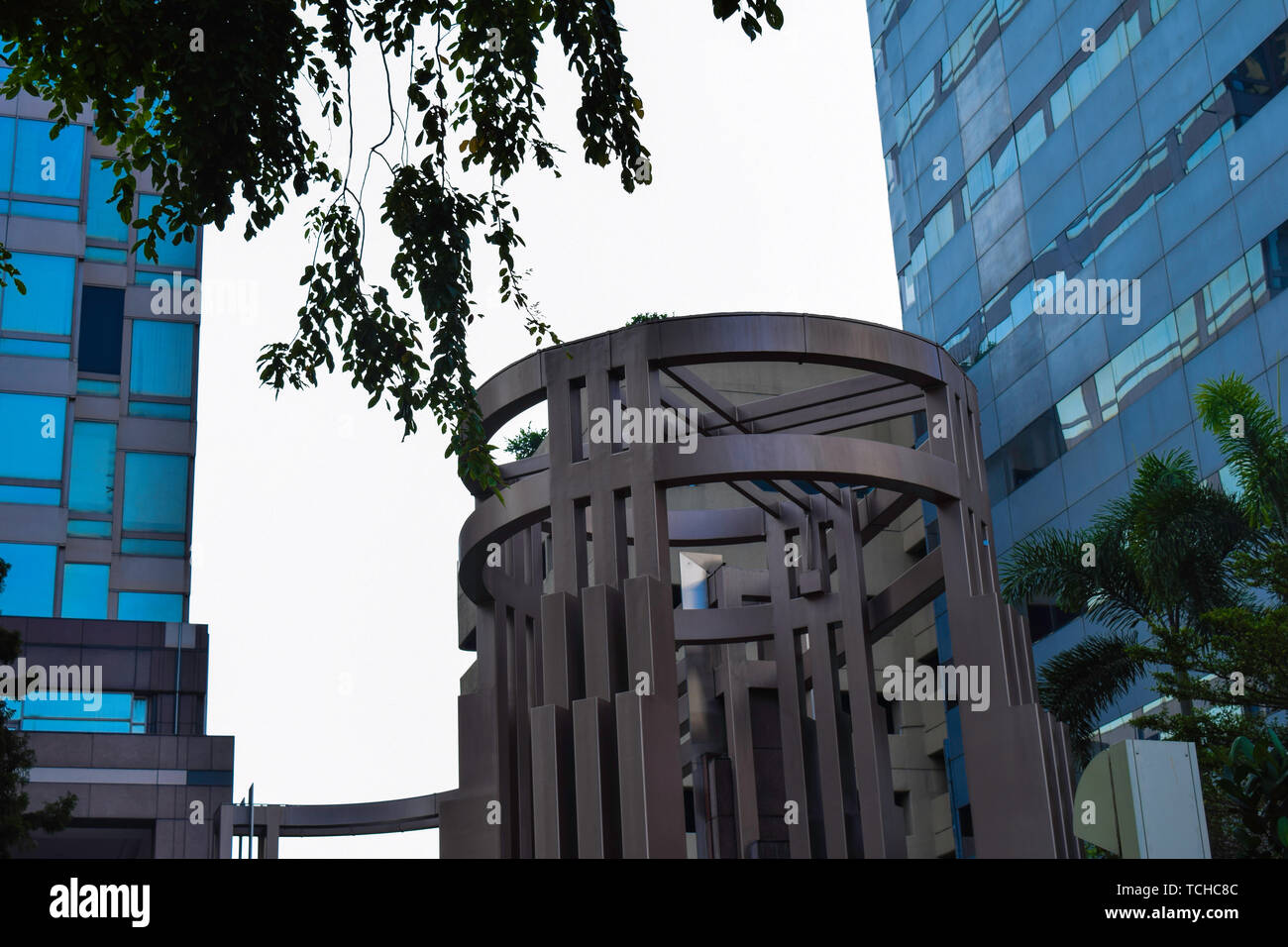 modern glass and steel office buildings low angle view at Jakarta ...
