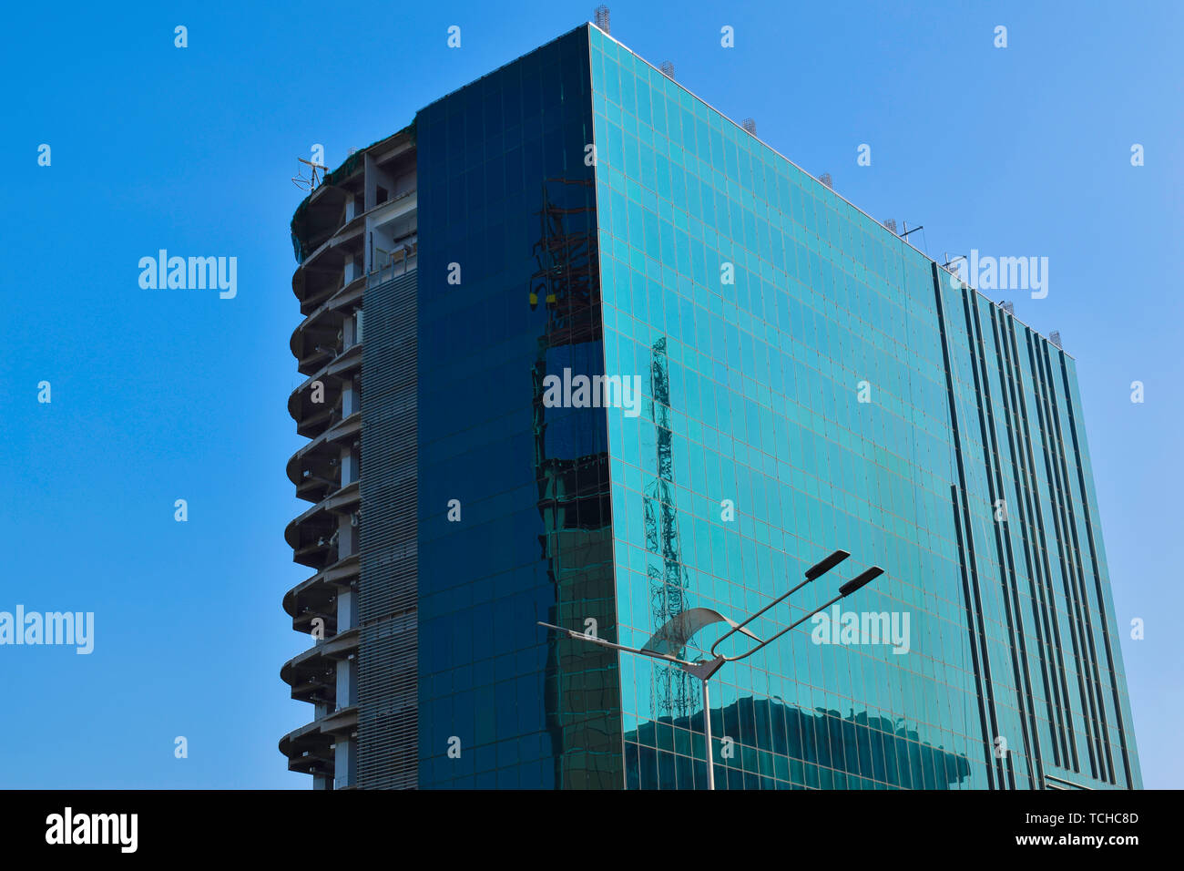 modern glass and steel office buildings low angle view at Jakarta ...