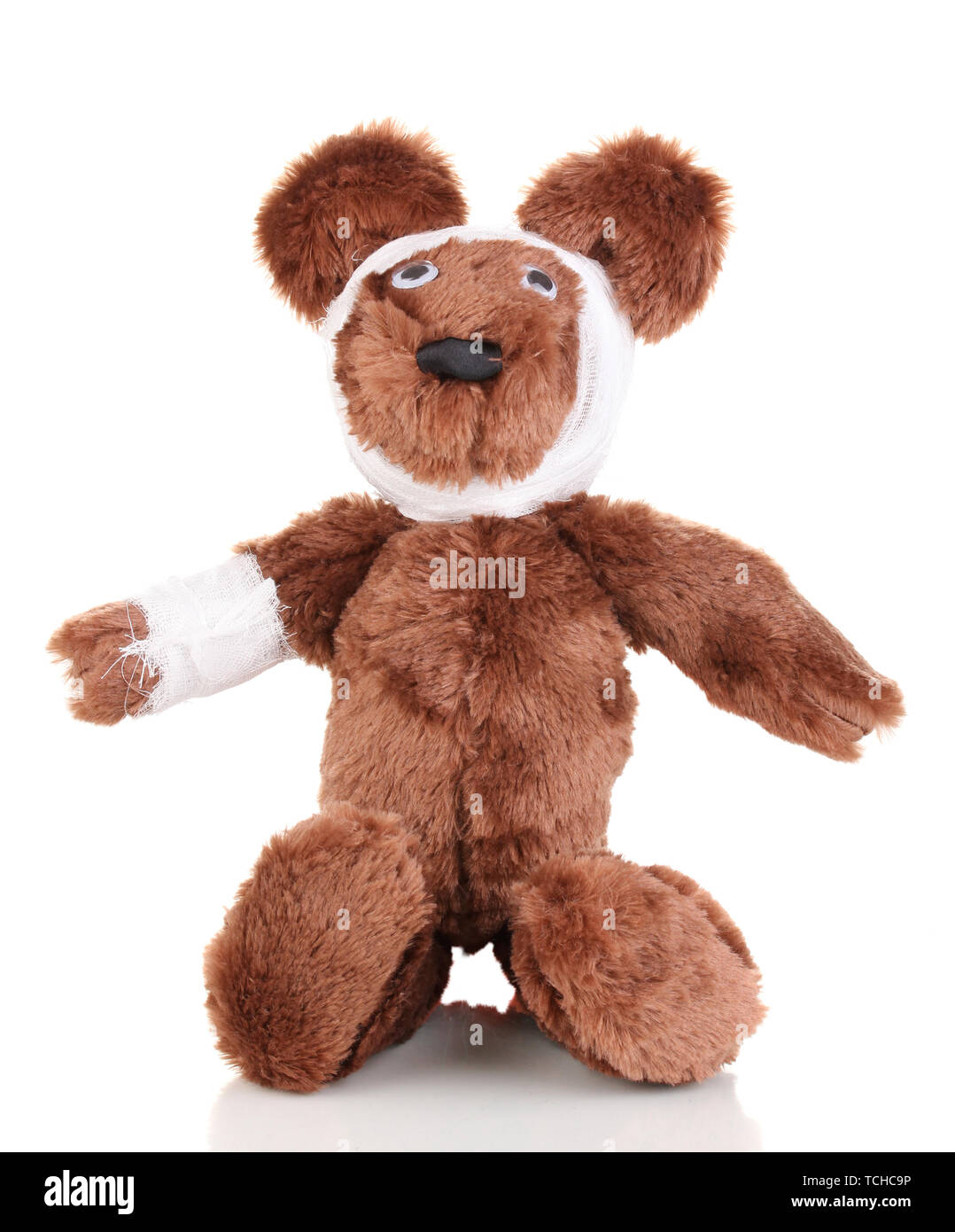 Sick bear wrapped with bandage isolated on white Stock Photo - Alamy