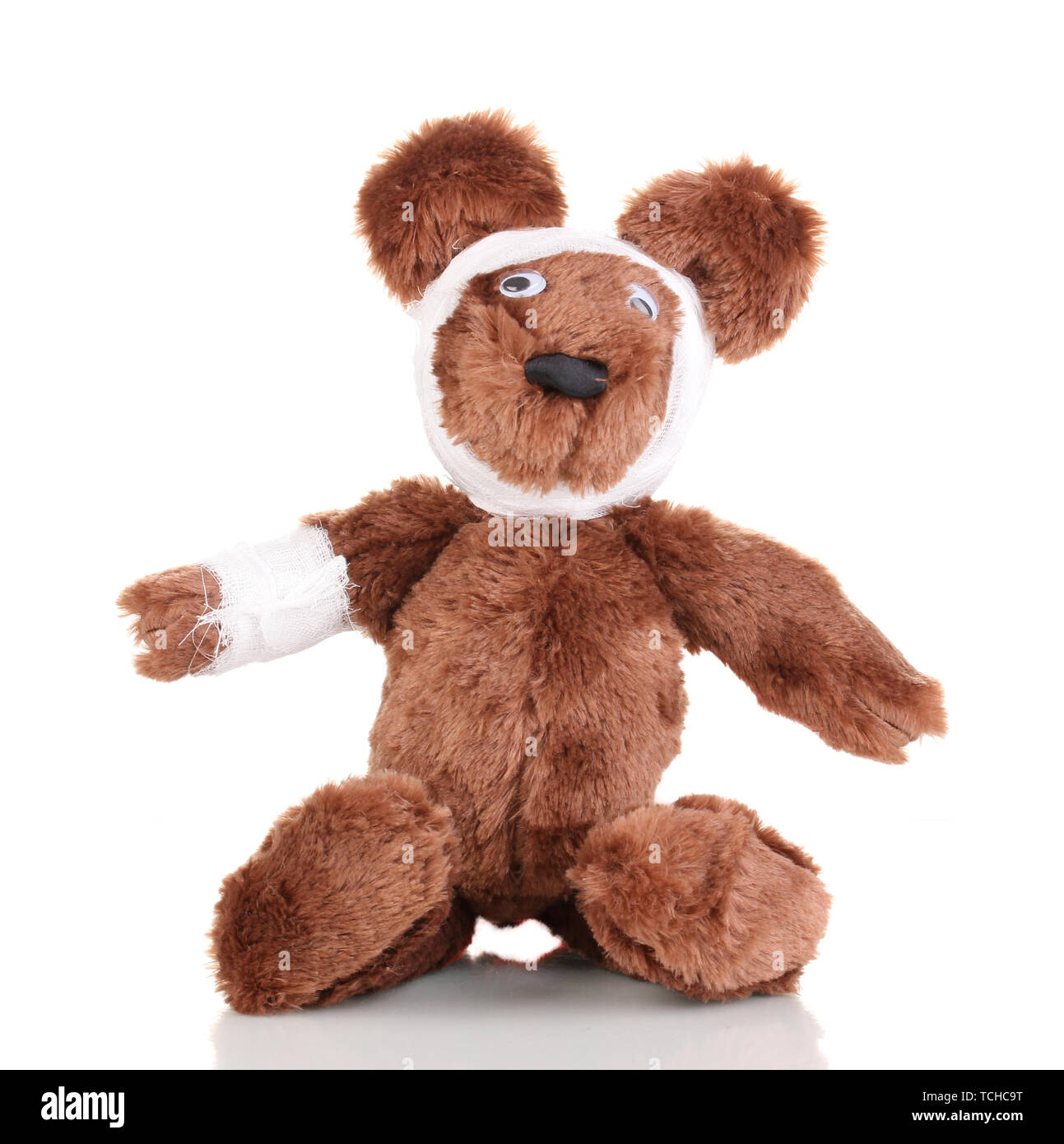 Sick bear wrapped with bandage isolated on white Stock Photo - Alamy