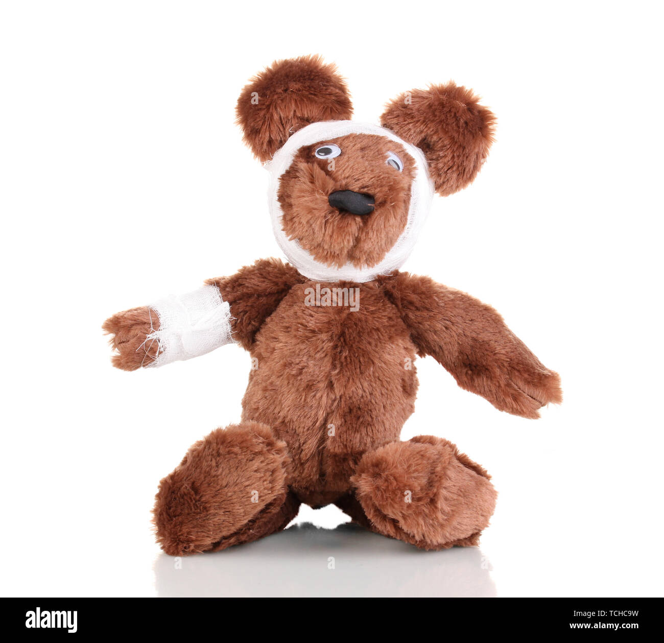 Sick bear wrapped with bandage isolated on white Stock Photo - Alamy