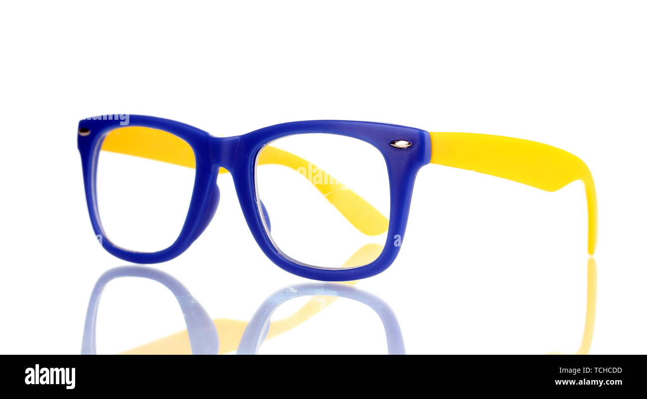 Beautiful color glasses isolated on white Stock Photo - Alamy