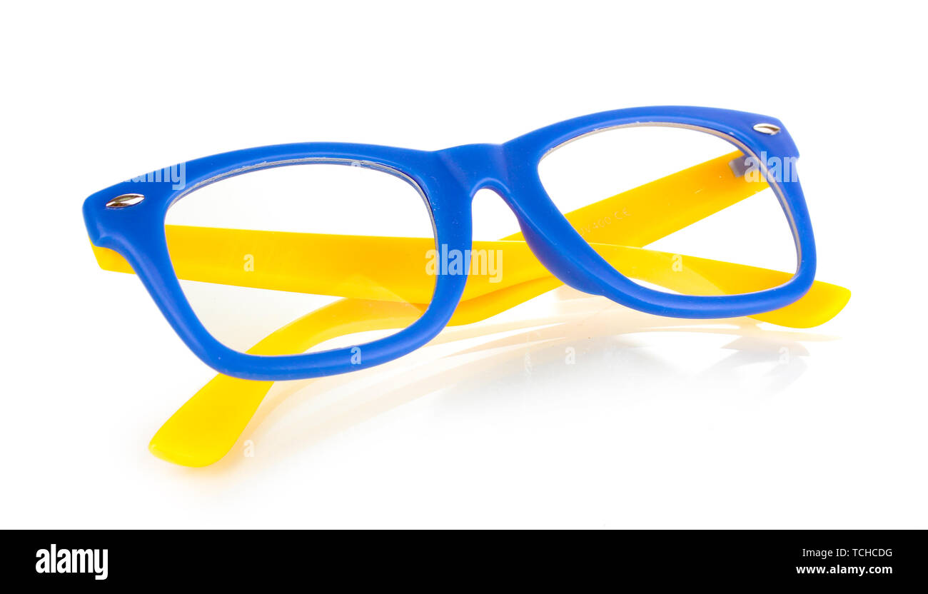 Beautiful color glasses isolated on white Stock Photo - Alamy