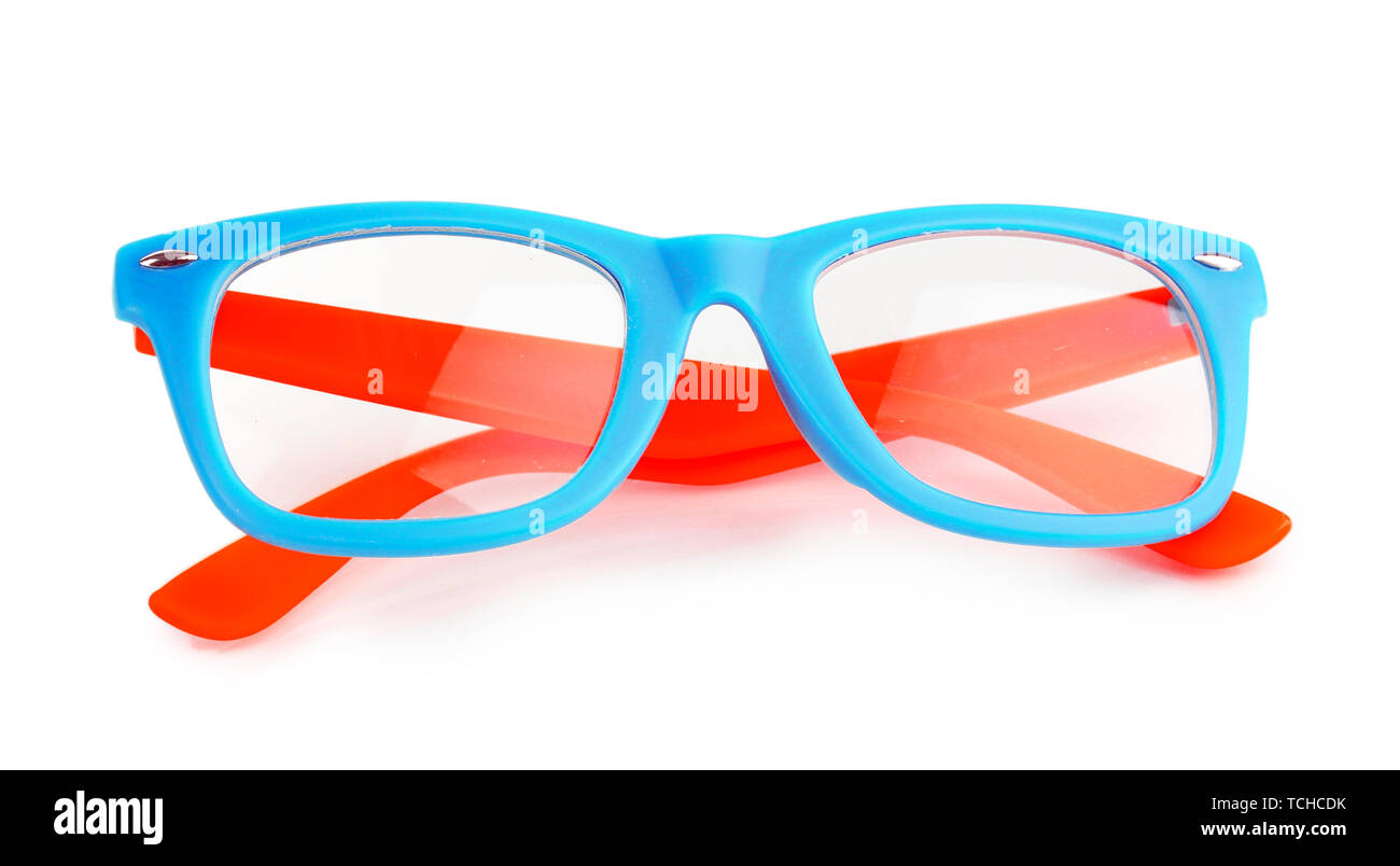 Beautiful color glasses isolated on white Stock Photo - Alamy