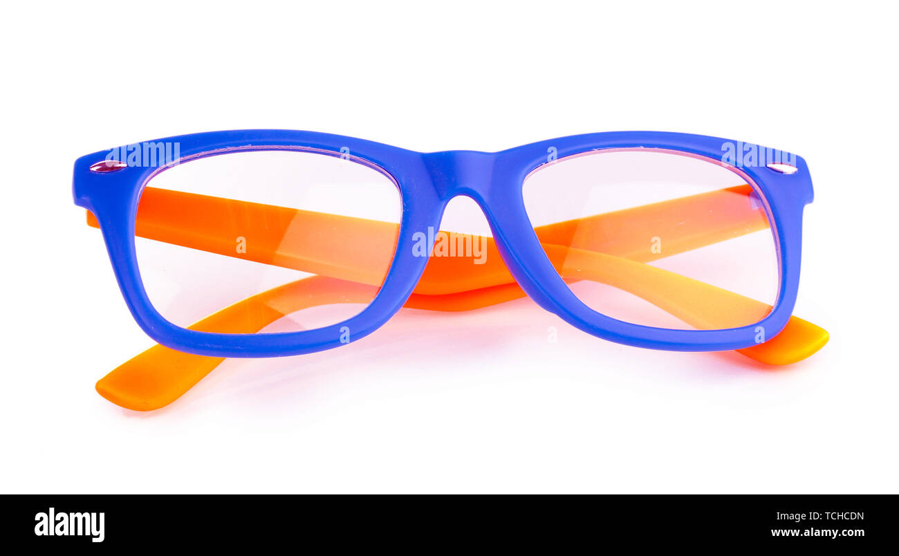 Beautiful color glasses isolated on white Stock Photo - Alamy