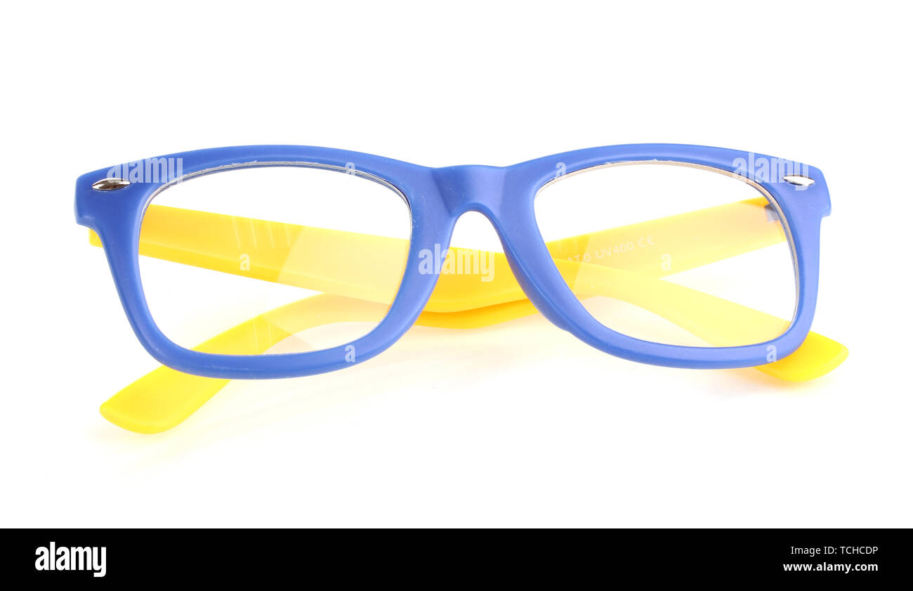 Beautiful color glasses isolated on white Stock Photo - Alamy