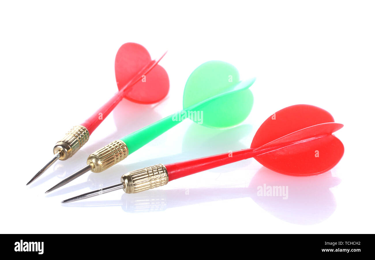 three darts isolated on white Stock Photo - Alamy