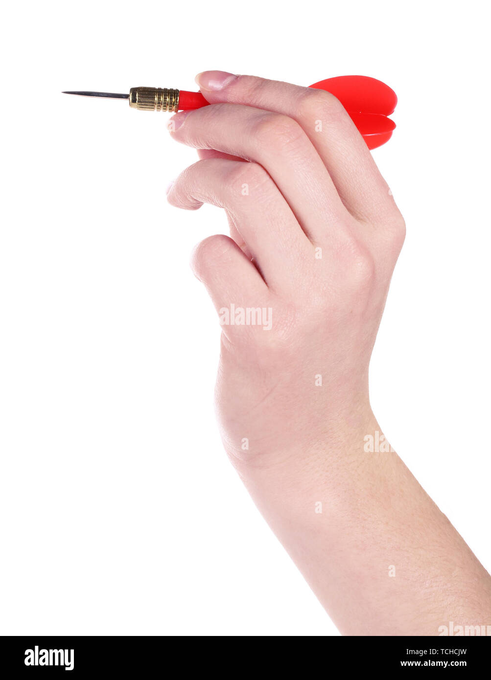 dart in hand isolated on white Stock Photo - Alamy