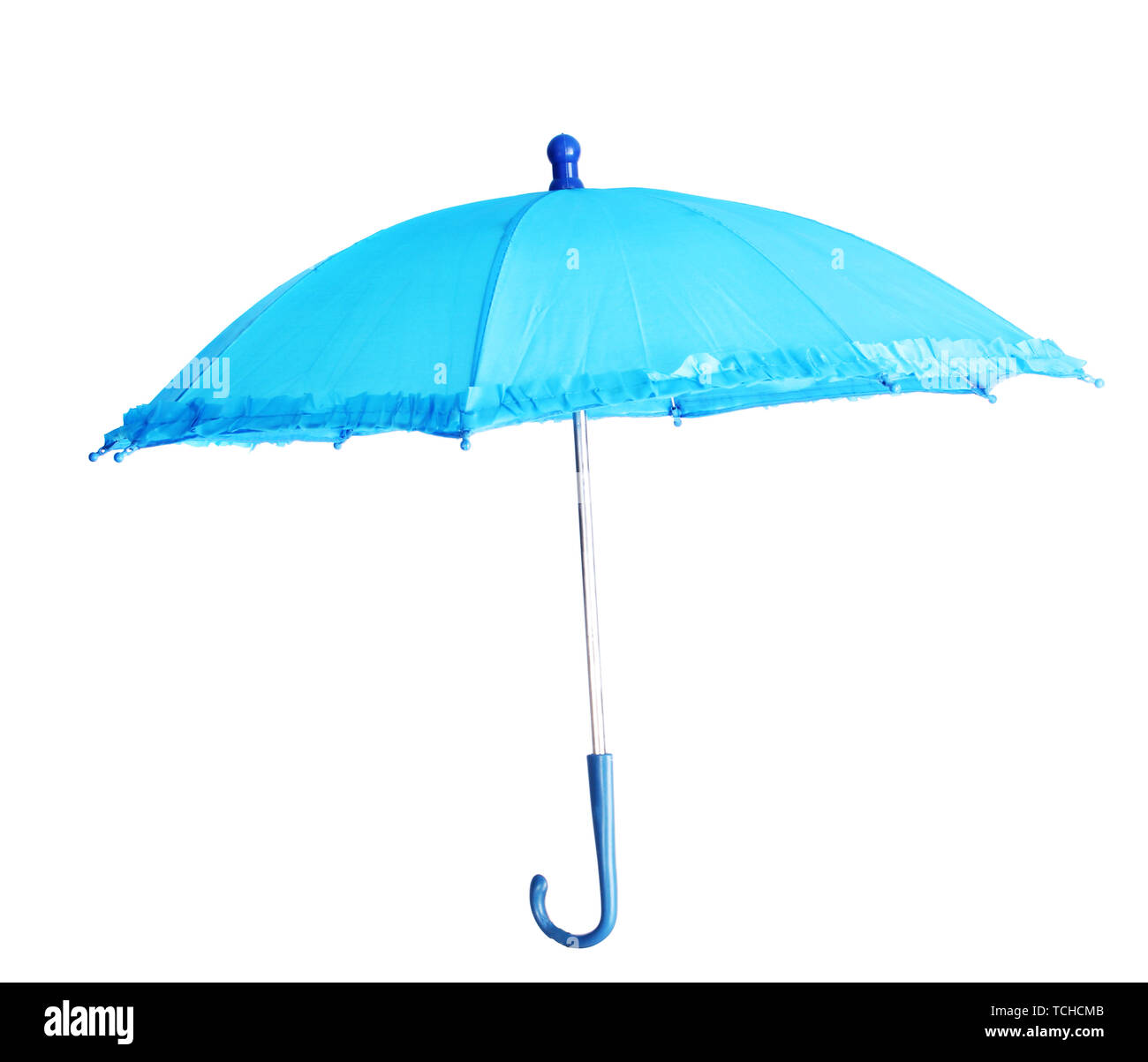 Blue umbrella isolated on white Stock Photo - Alamy