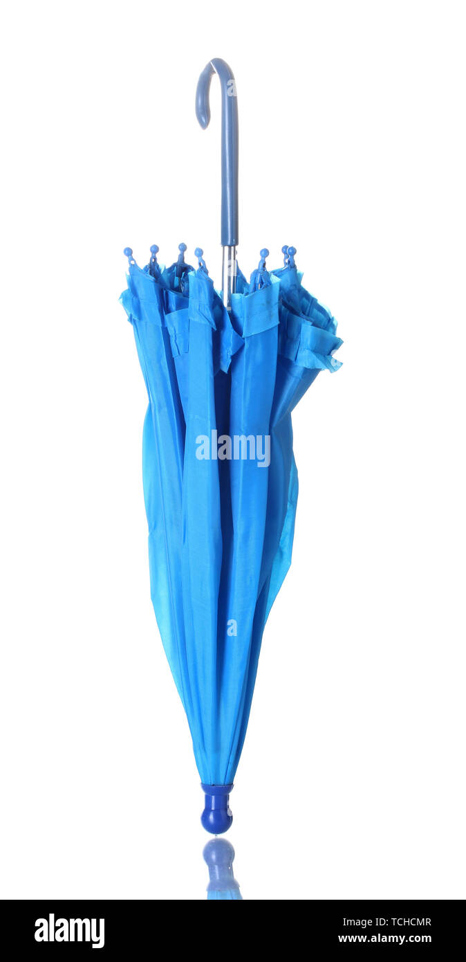 Blue umbrella isolated on white Stock Photo - Alamy