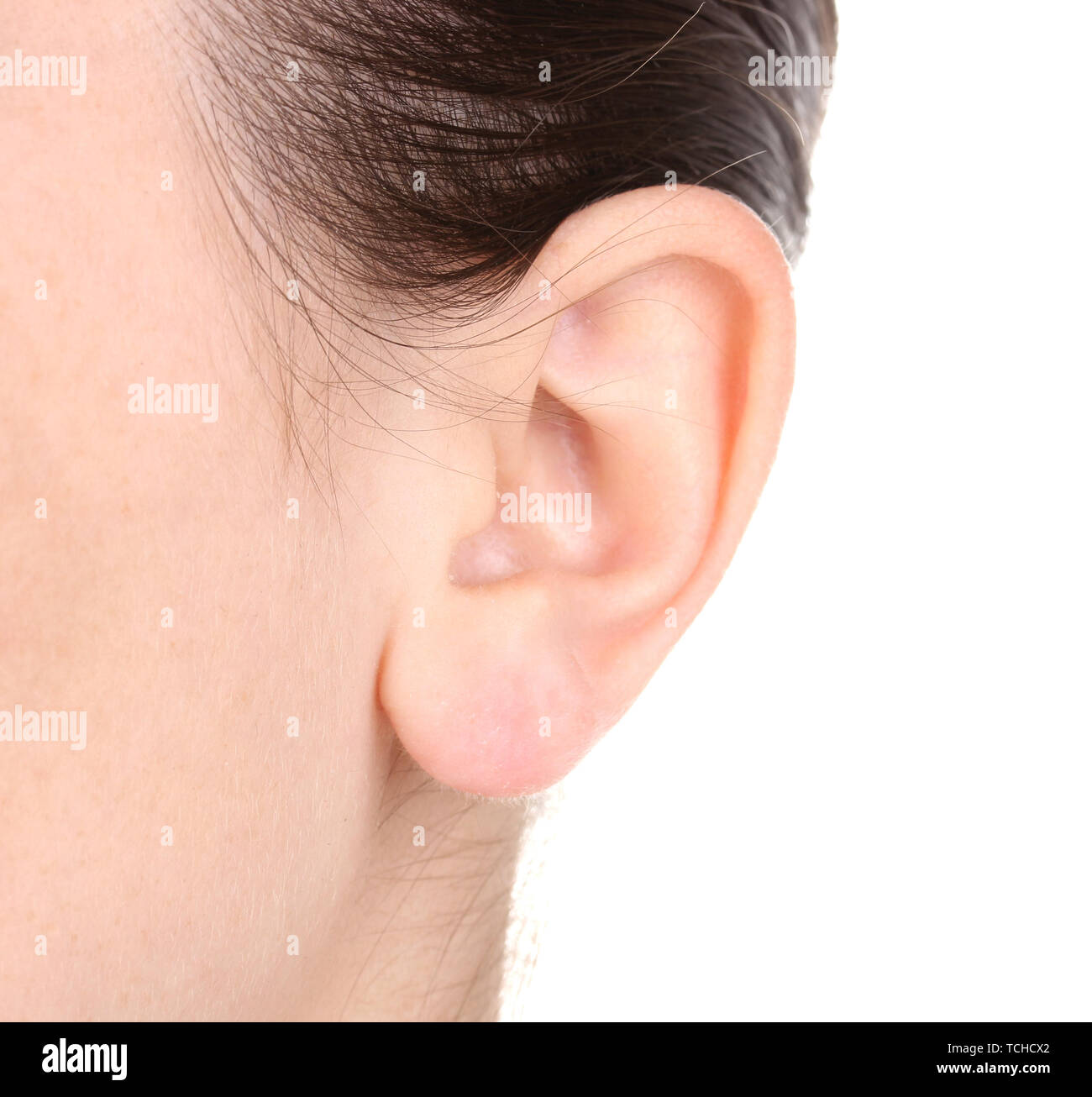 Human ear close-up isolated on white Stock Photo - Alamy