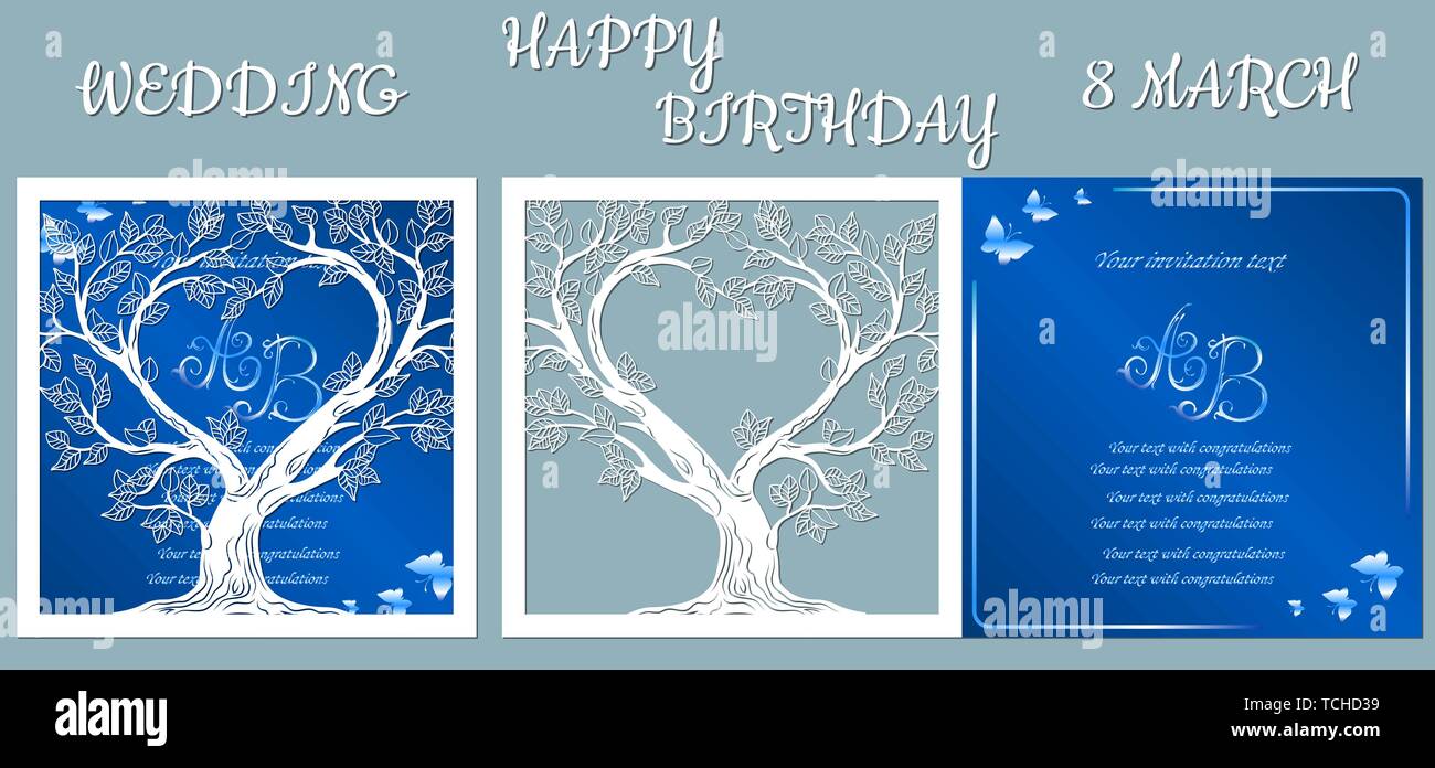 Vector illustration Postcard. Invitation and greeting card the trees ...