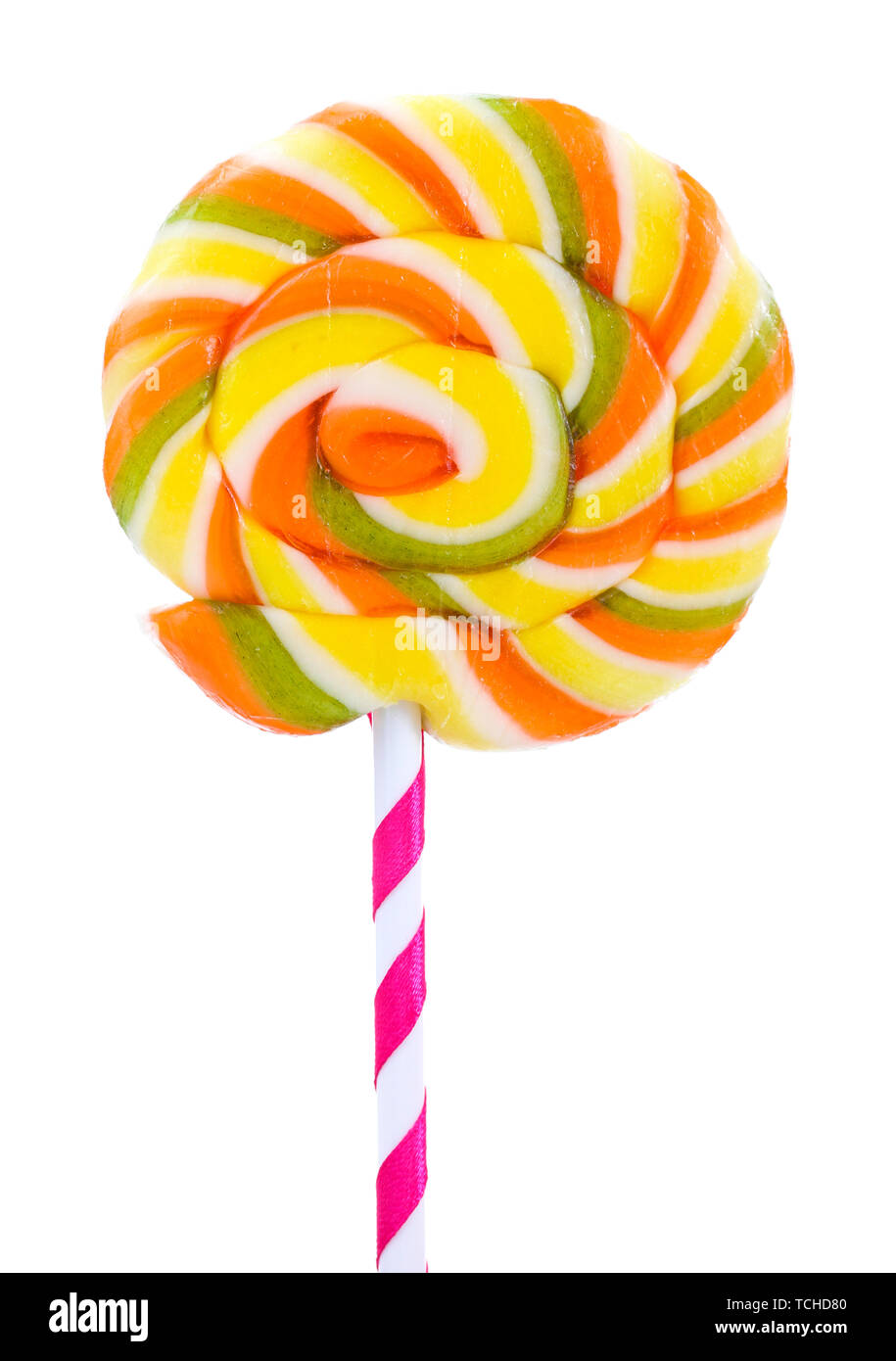 Colorful lollipop with ribbon isolated on white Stock Photo - Alamy