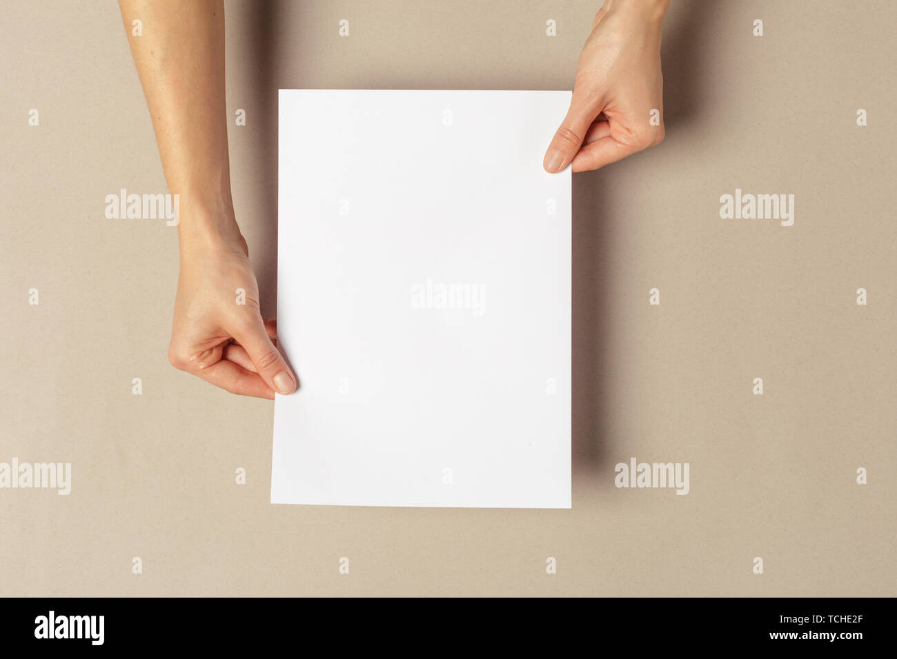 Hand holding papers a4 size Stock Photo - Alamy