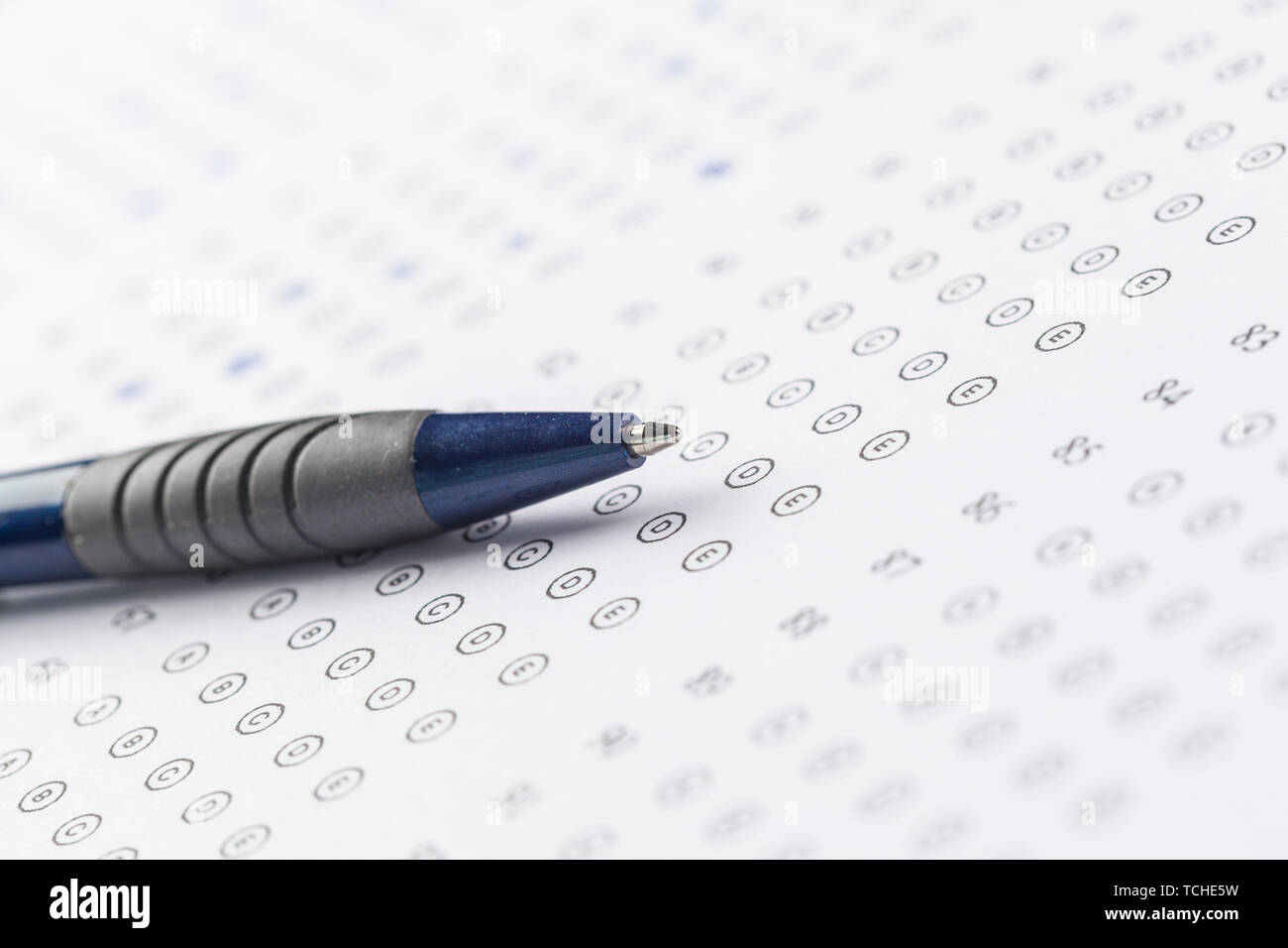 Test score sheet with answers Stock Photo - Alamy
