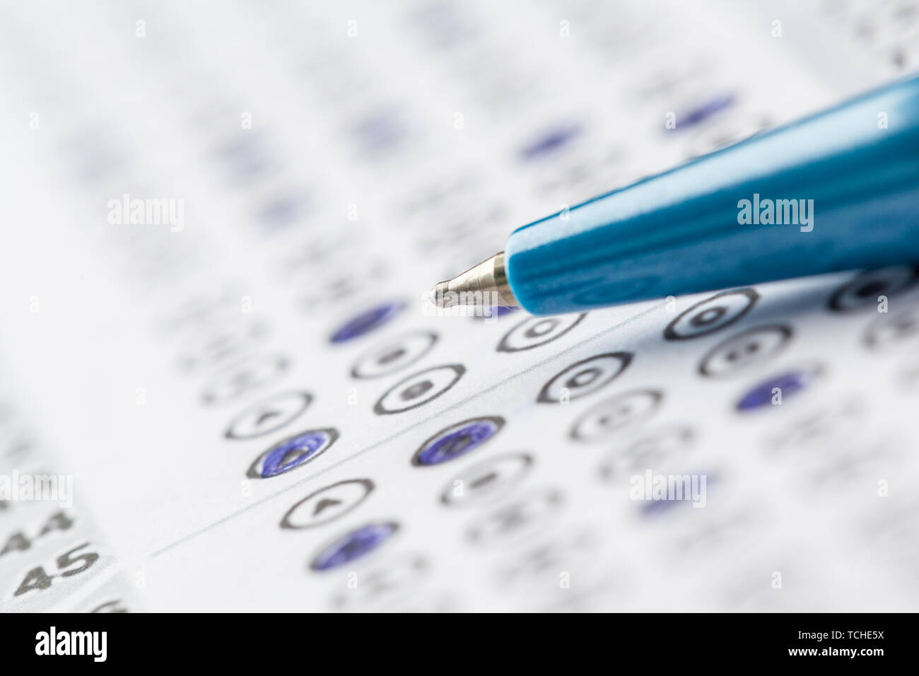 Test score sheet with answers Stock Photo - Alamy