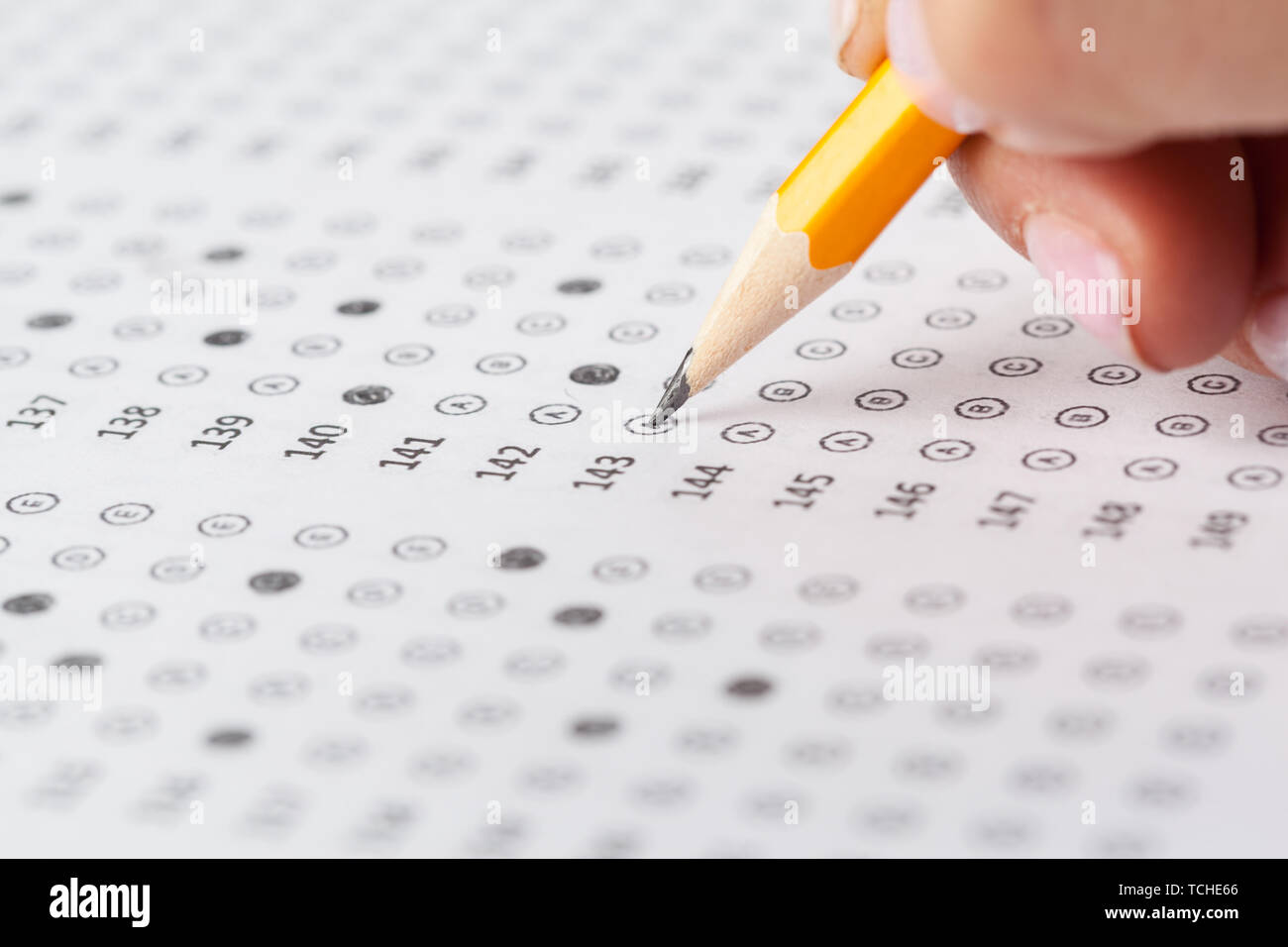 Test score sheet with answers Stock Photo - Alamy