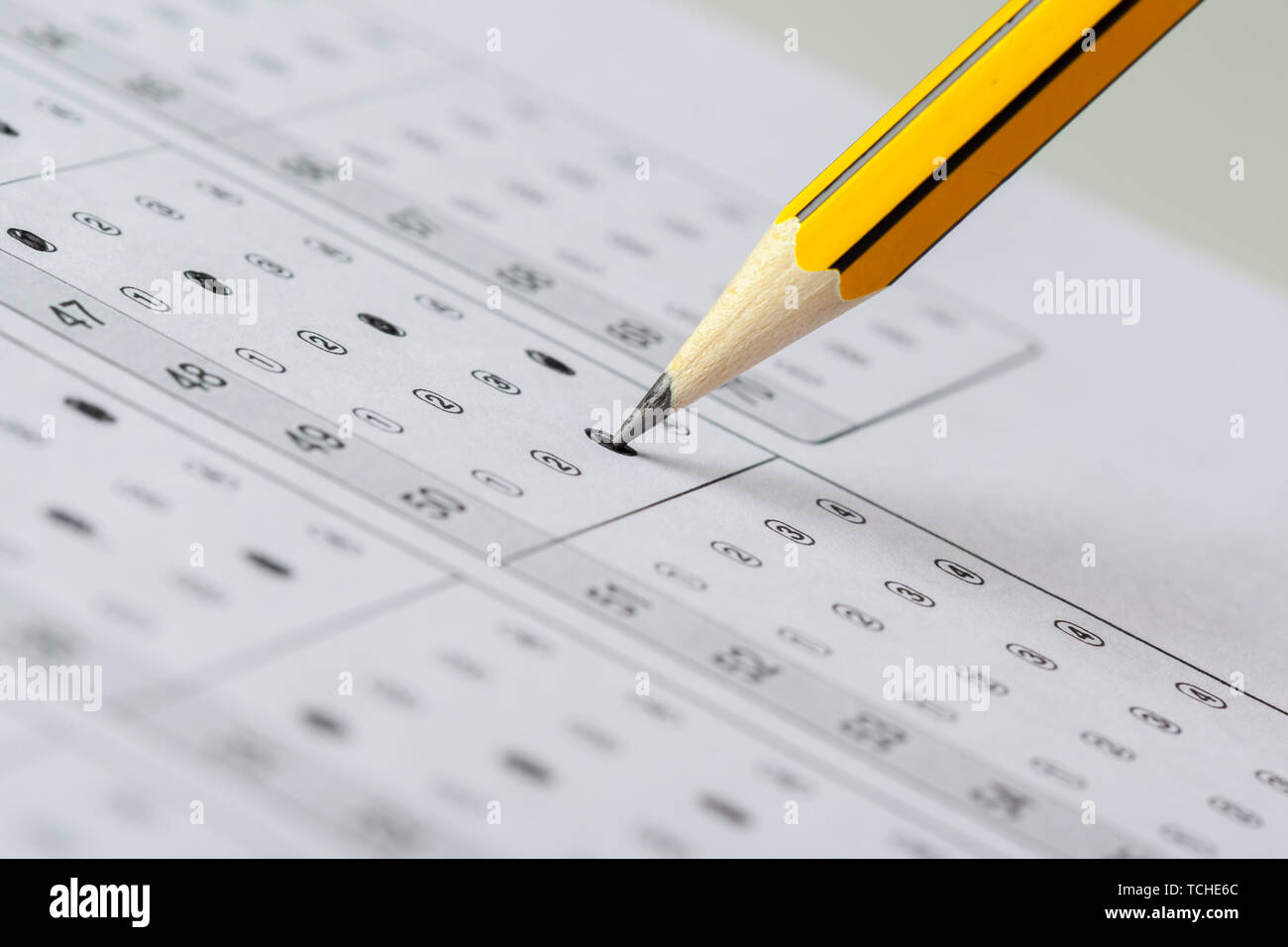 Test score sheet with answers Stock Photo - Alamy