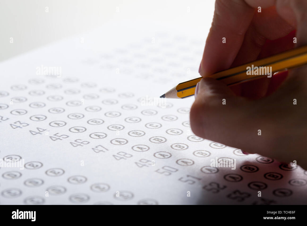 Test score sheet with answers Stock Photo - Alamy
