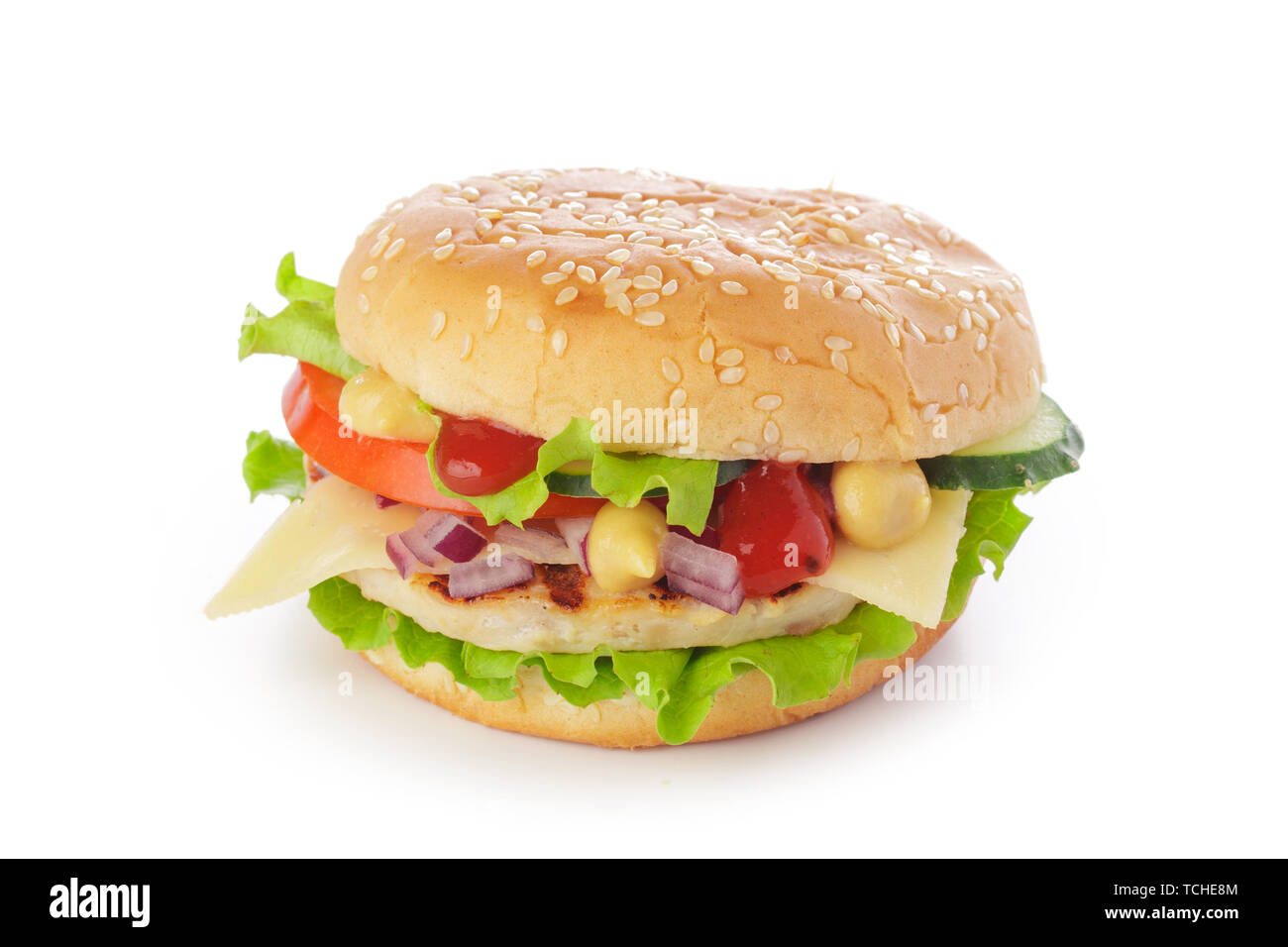 burger on white background Stock Photo - Alamy