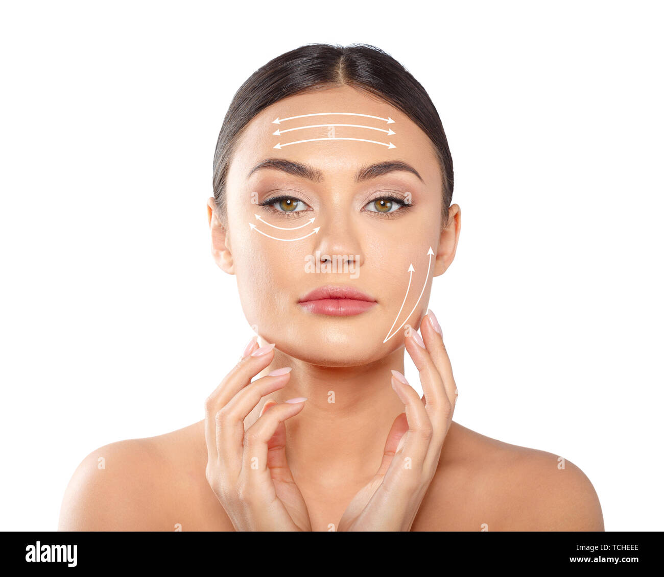 woman with dotted lines on face Stock Photo - Alamy