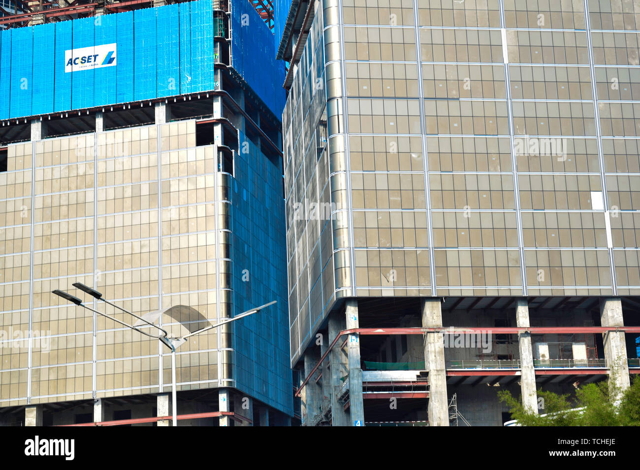 JAKARTA, INDONESIA, JUNE 8, 2019 : modern glass and steel office ...