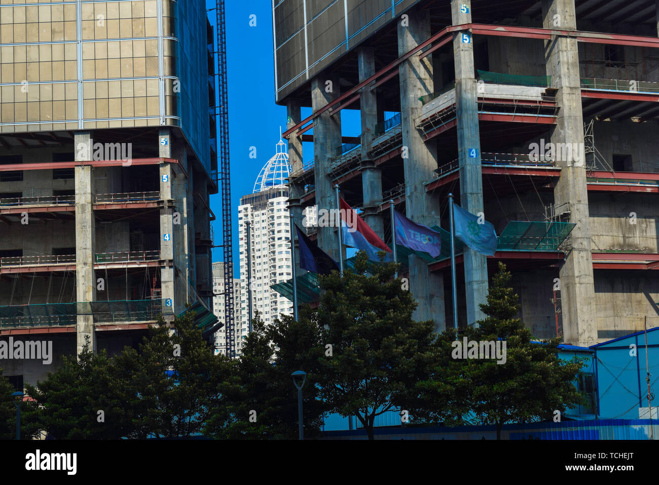 JAKARTA, INDONESIA, JUNE 8, 2019 : modern glass and steel office ...
