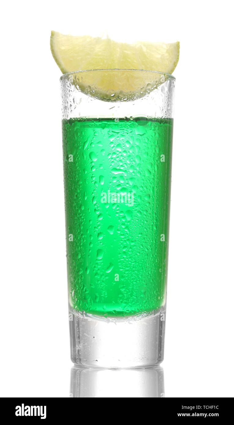 glass of absinthe and lime isolated on white Stock Photo - Alamy