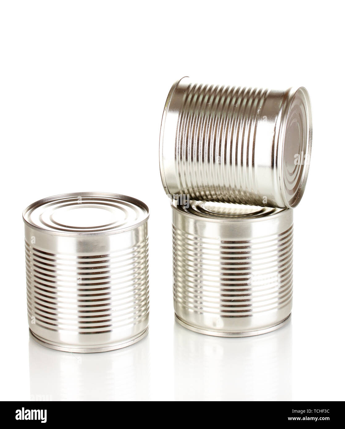 Tin cans isolated on white Stock Photo - Alamy