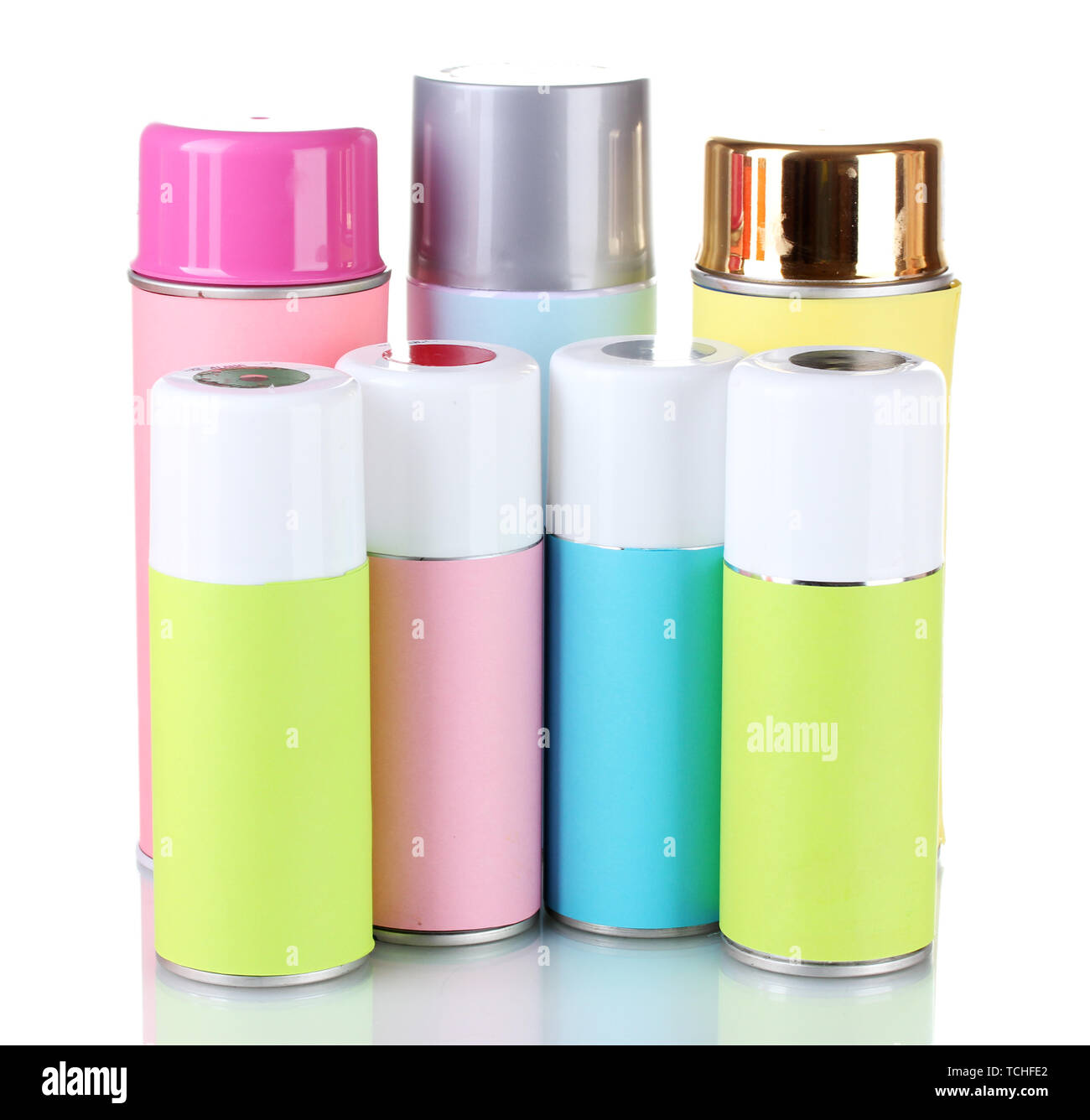 aerosol cans isolated on white Stock Photo - Alamy