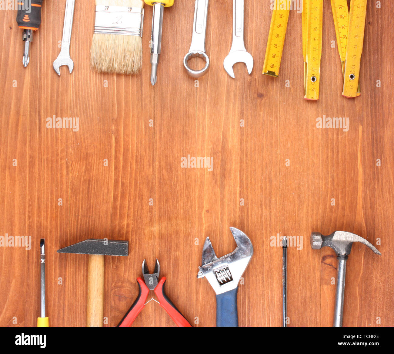 Instruments on wooden background Stock Photo - Alamy