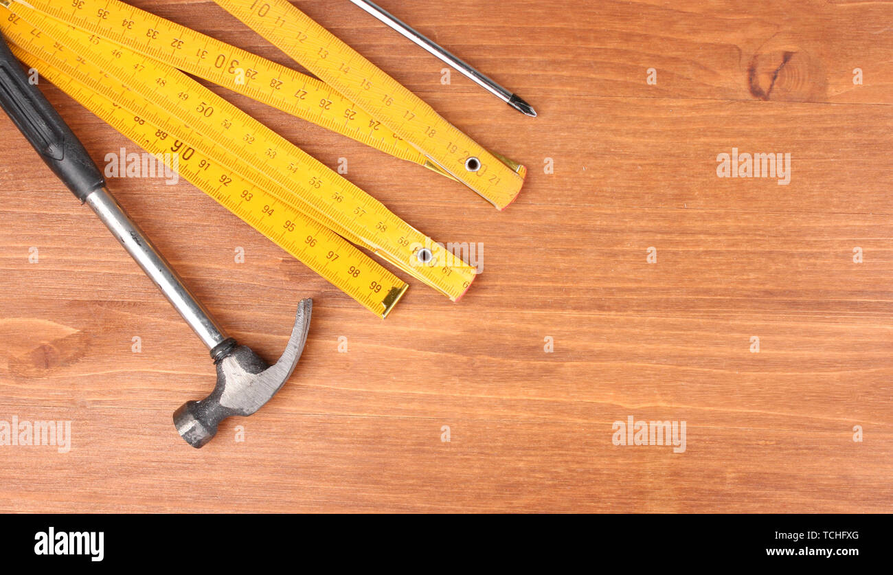 Instruments on wooden background Stock Photo - Alamy