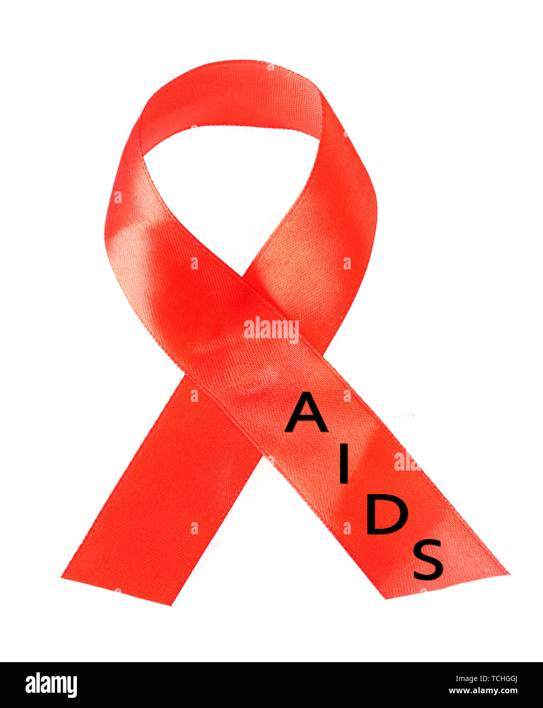 Aids awareness red ribbon isolated on white Stock Photo - Alamy