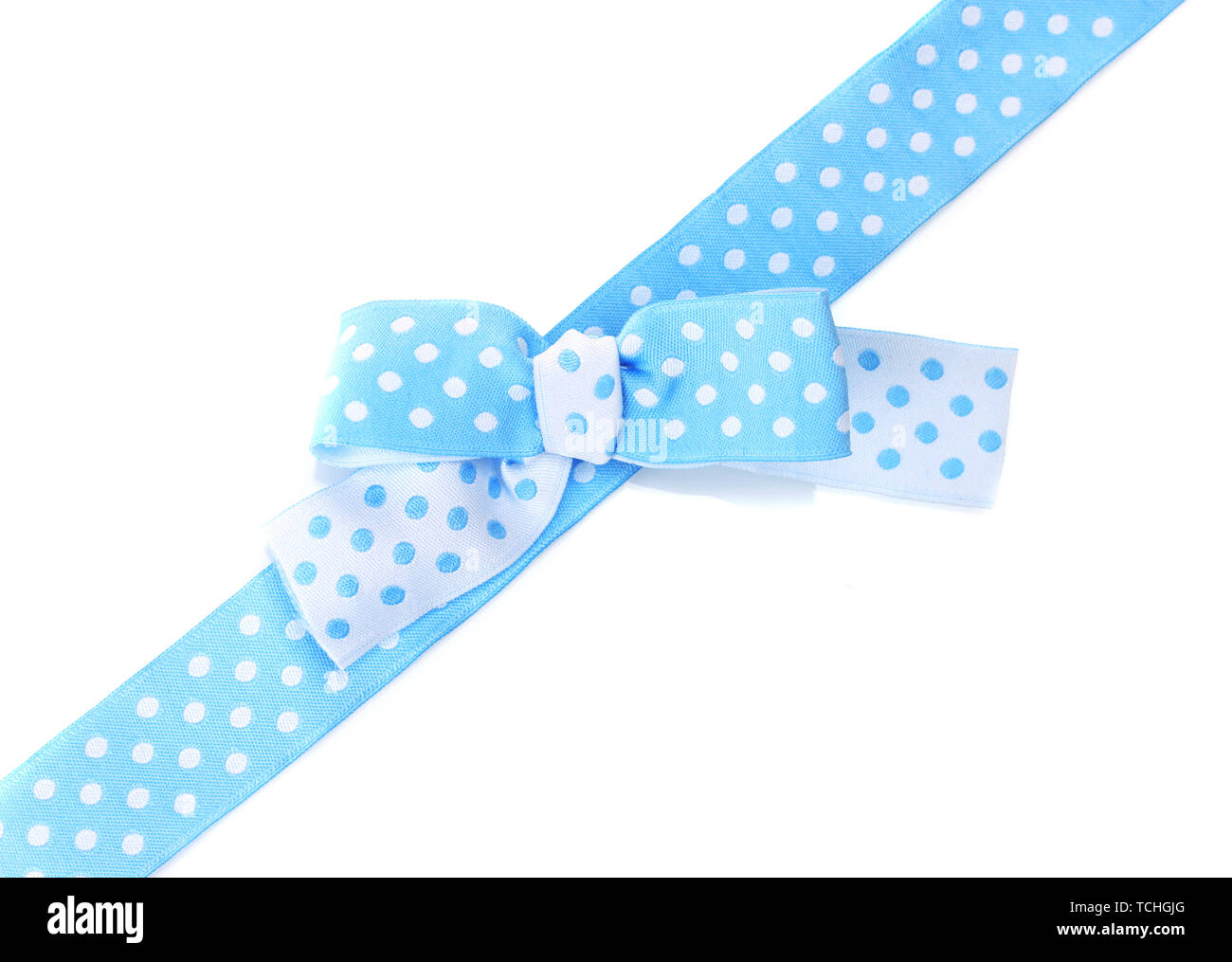 beautiful blue bow and ribbon isolated on white Stock Photo - Alamy