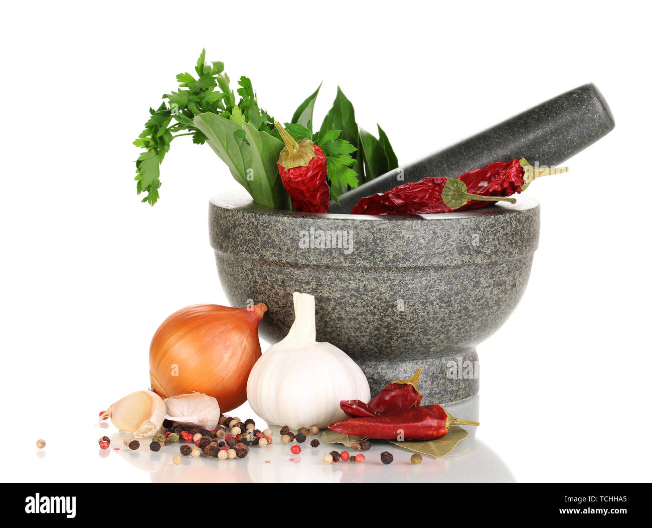 Set of ingredients and spice for cooking isolated on white Stock Photo ...