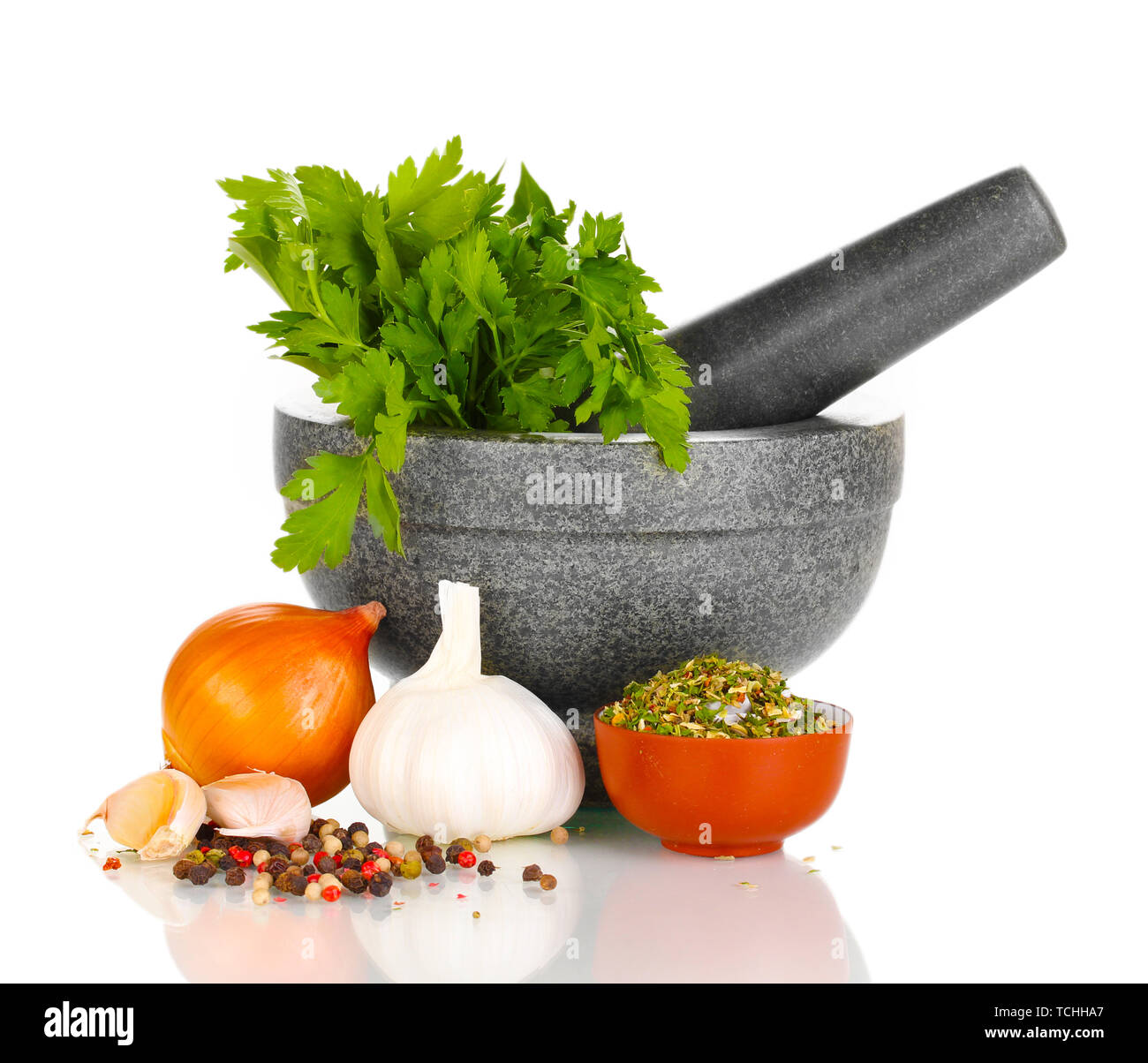 Set of ingredients and spice for cooking isolated on white Stock Photo ...